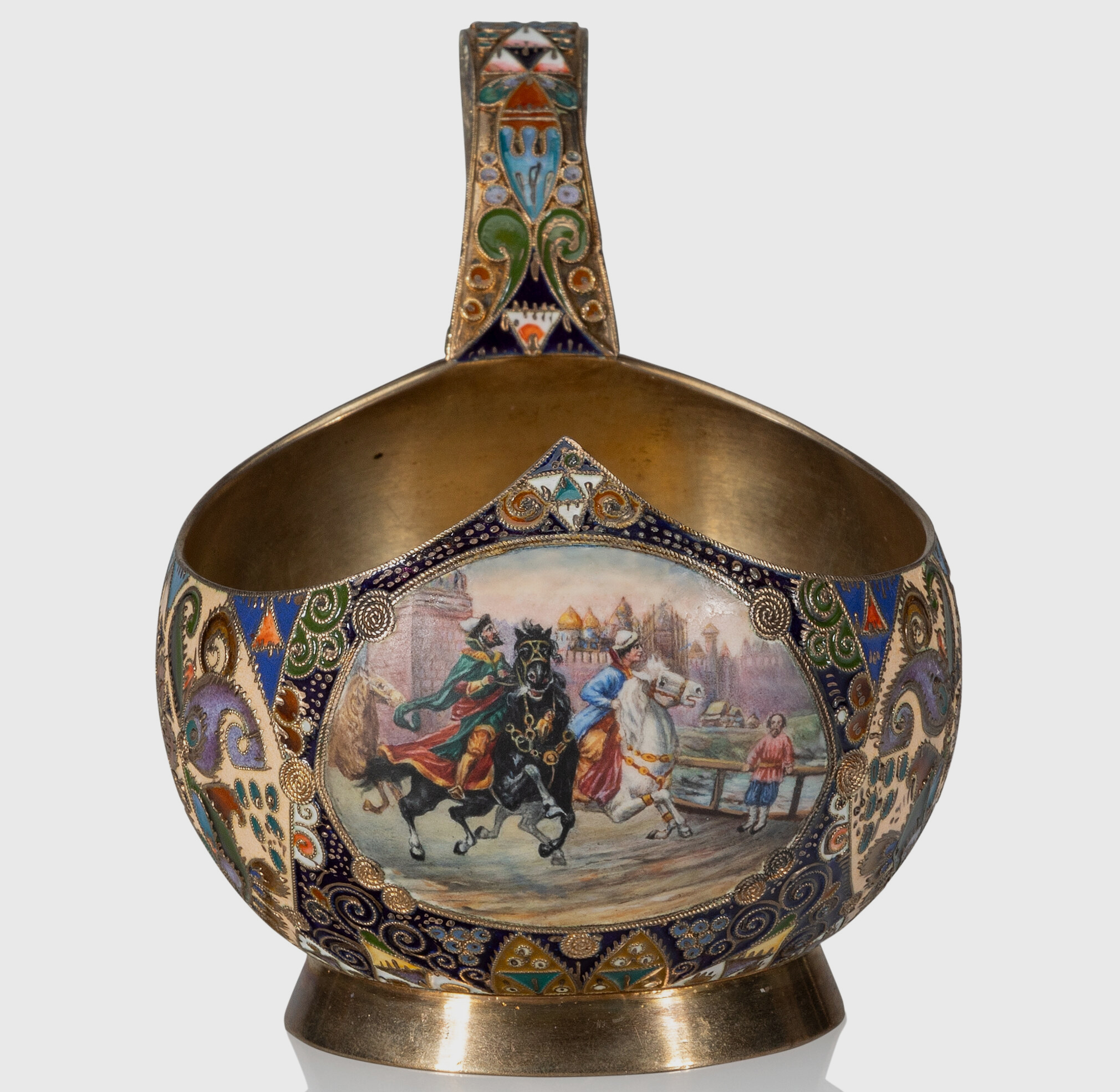 Russian silver enamel kovsh by Fedor Ruckert for Faberge – AntiqueRef