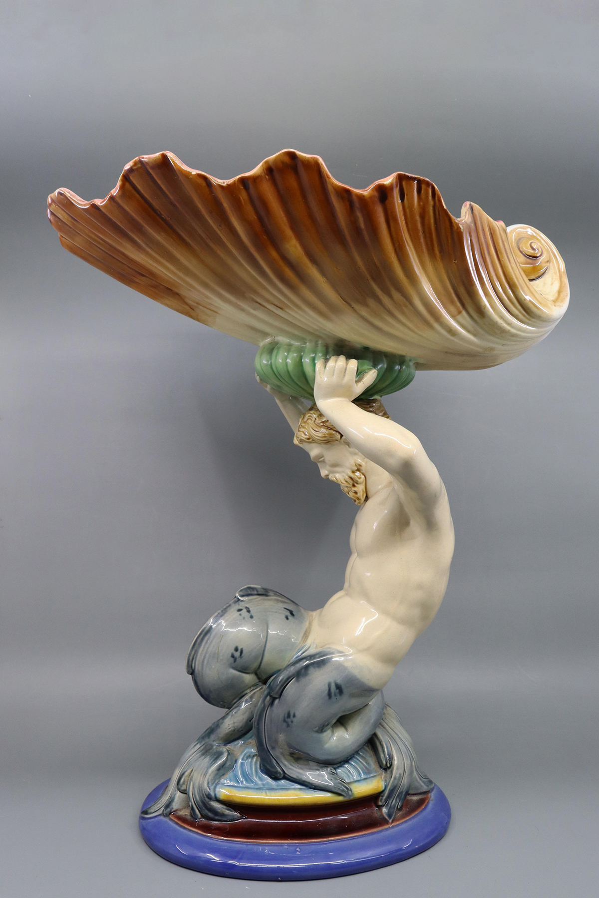 Minton 852 Majolica Shell with Merman Support – AntiqueRef